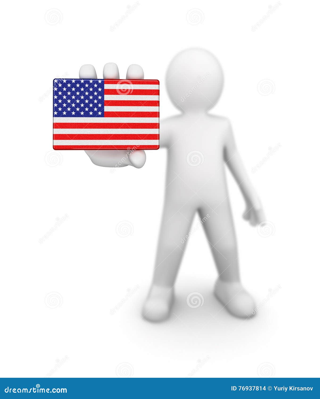 Man and USA flag stock illustration. Illustration of white - 76937814
