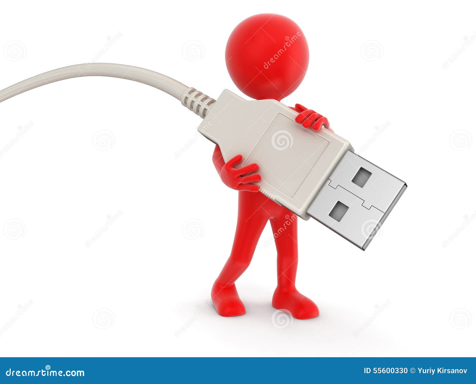 Man and USB Cable (clipping Path Included) Stock Illustration ...