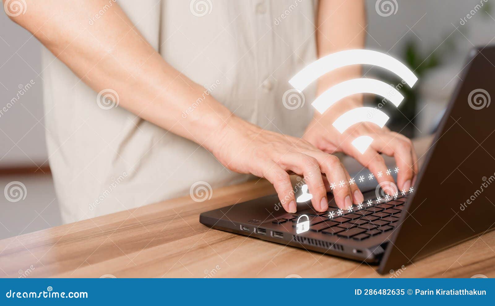 Man Use a Computer Laptop for a Login Password To Wifi but Wifi is Not ...