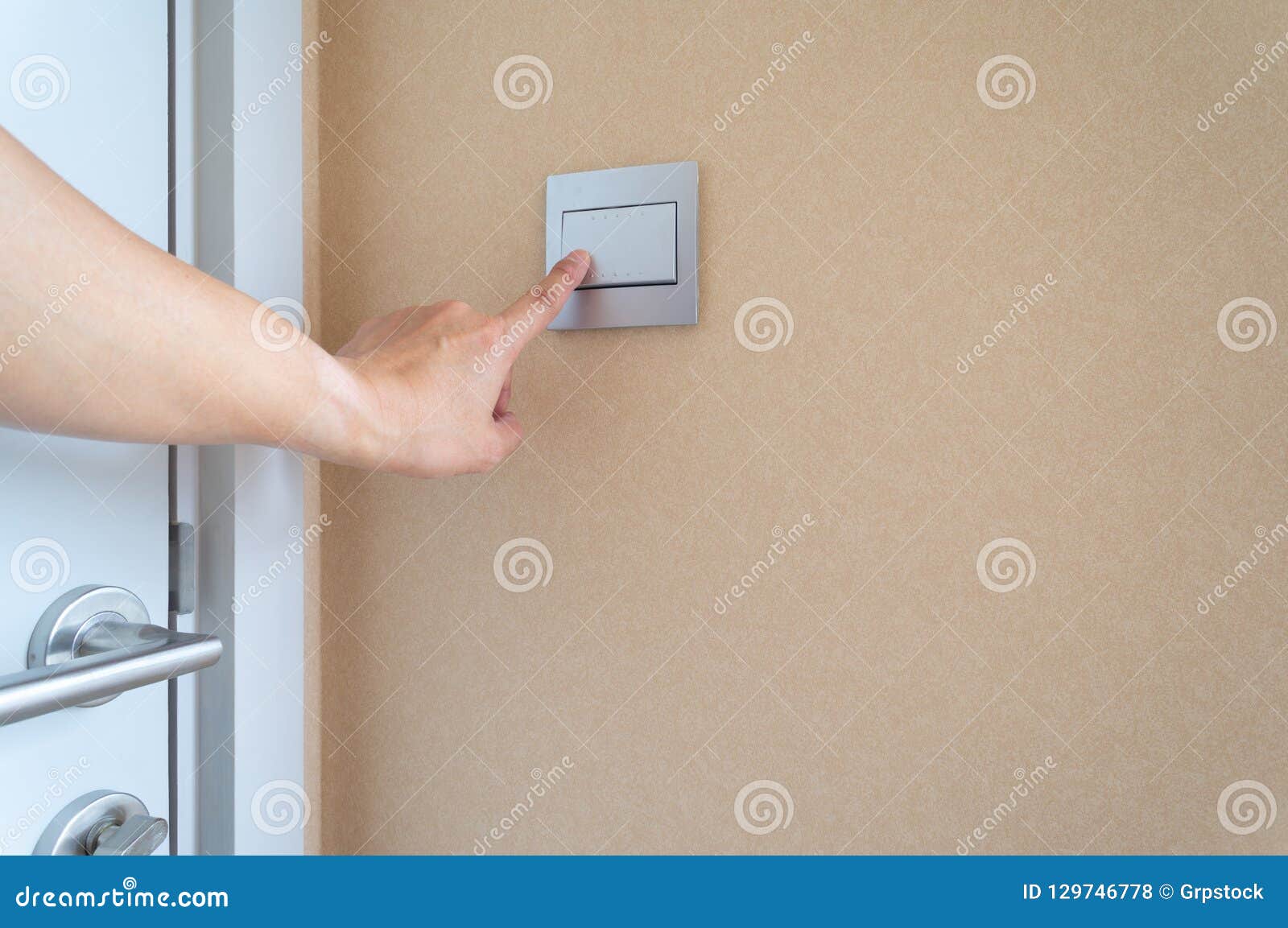 Man Use Left Hand Push Switch Stock Photo - Image of person, electrical ...