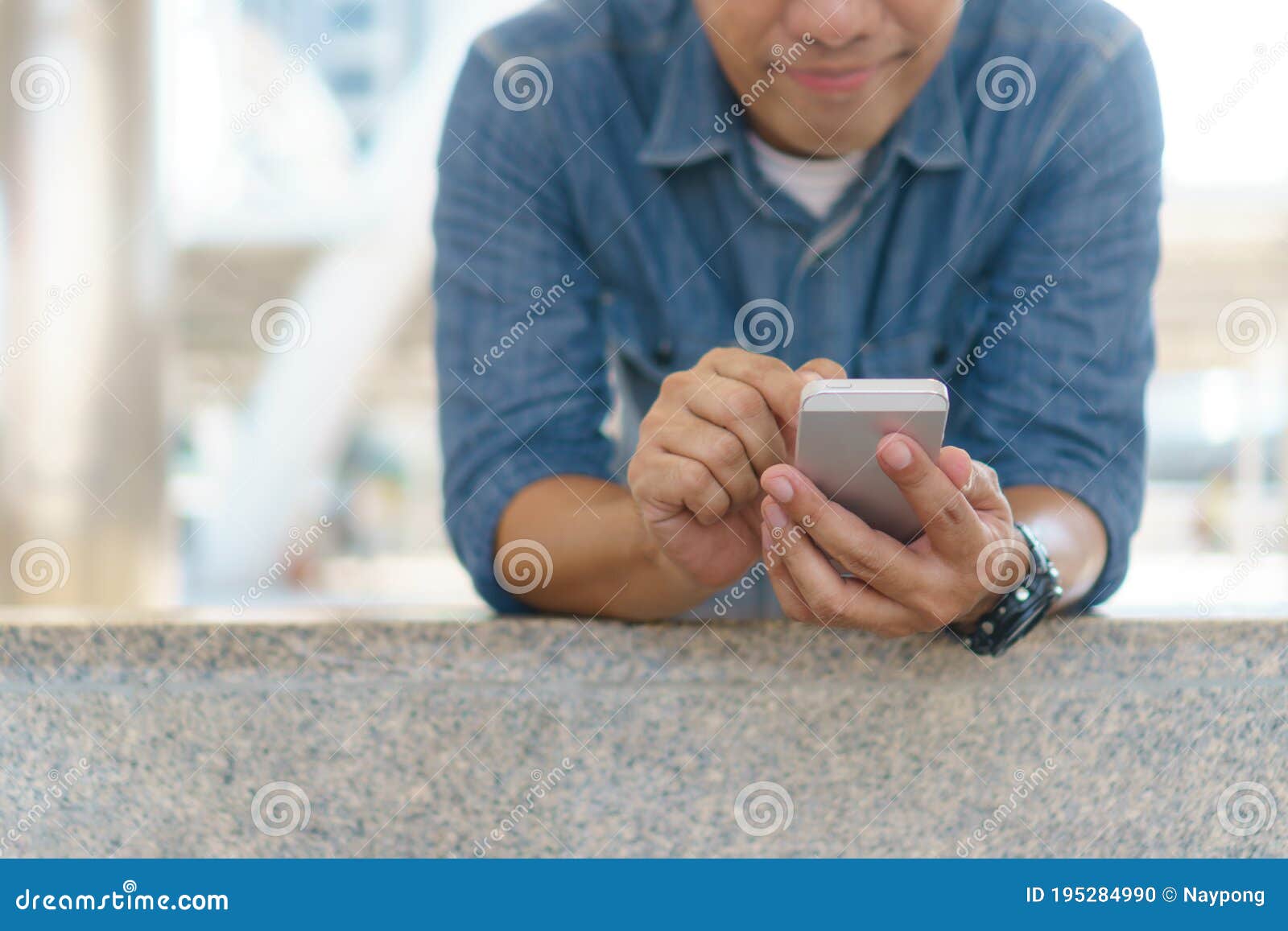 Man use of mobile phone stock photo. Image of internet - 195284990