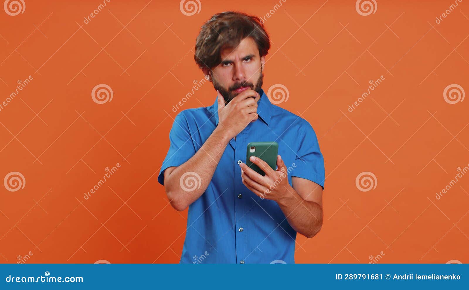 Man Use Smartphone Typing Browsing Loses Becoming Surprised Sudden