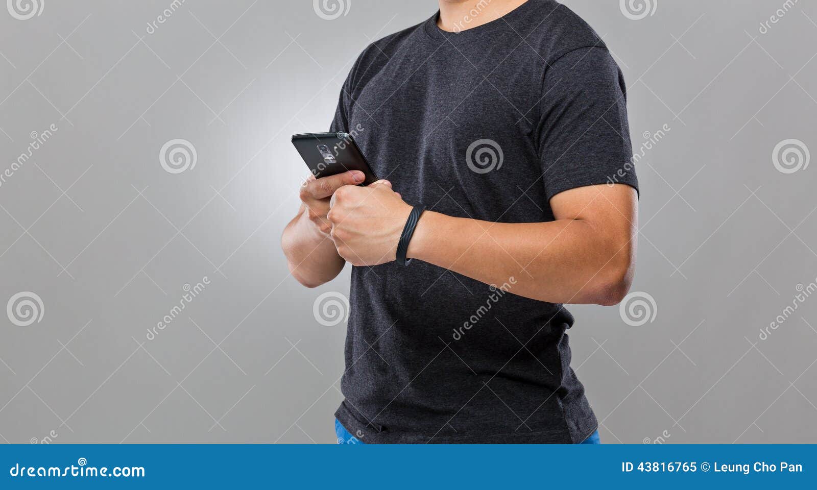 Man Use Mobile Phone Sync with Wearble Device Stock Image - Image of ...