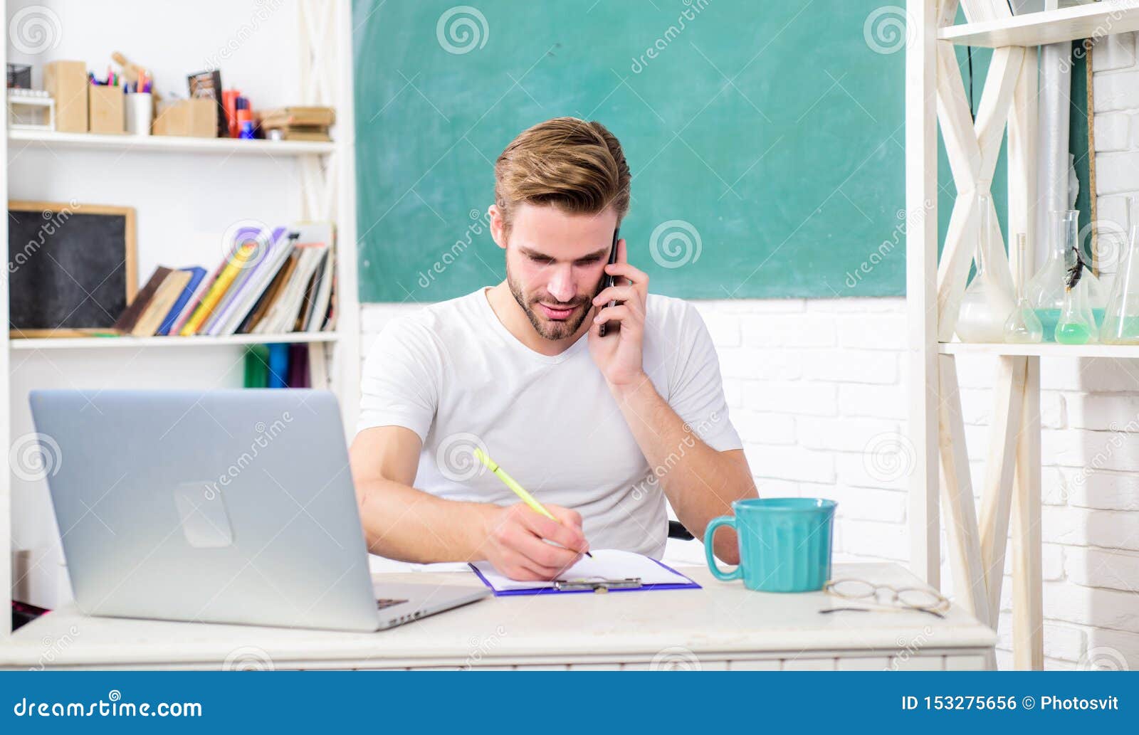 Man Use Modern Technology. Improve Knowledge. Web Development and ...