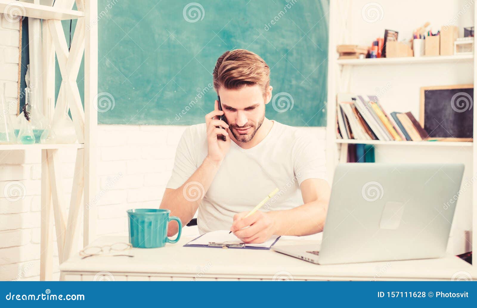 Man Use Modern Technology. Improve Knowledge. Web Development and ...