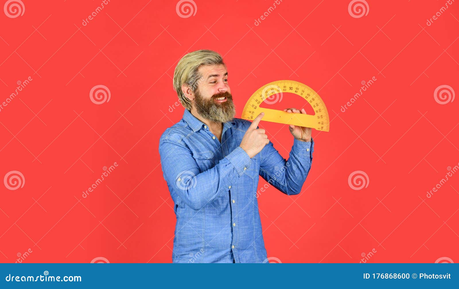Man Use Protractor. Math or Mathematics. Stem Education Concept. Study ...