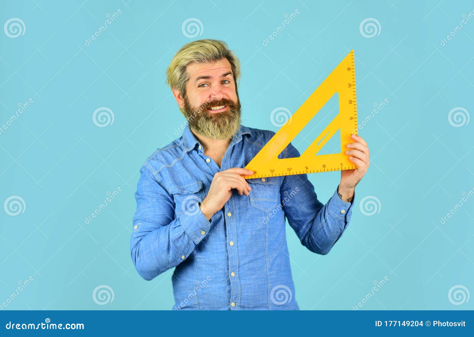 Man Use Triangle. Math or Mathematics. Stem Education Concept. Study ...