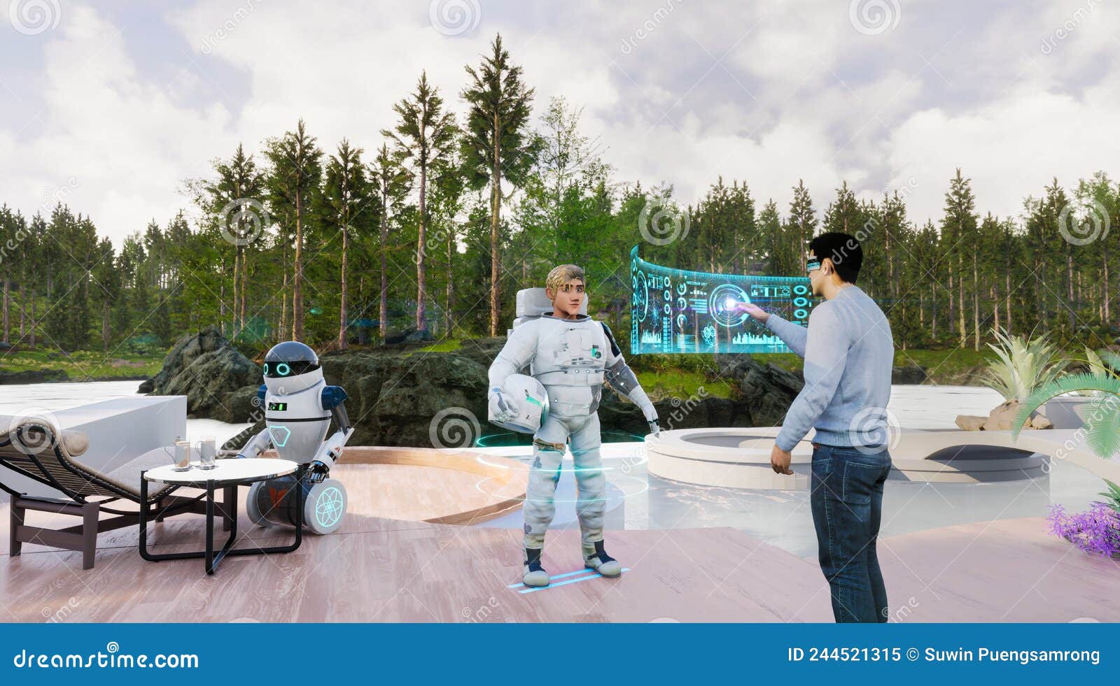 Metaverse Concept. Woman In VR Glasses Hold Glowing Earth Globe In Neon ...