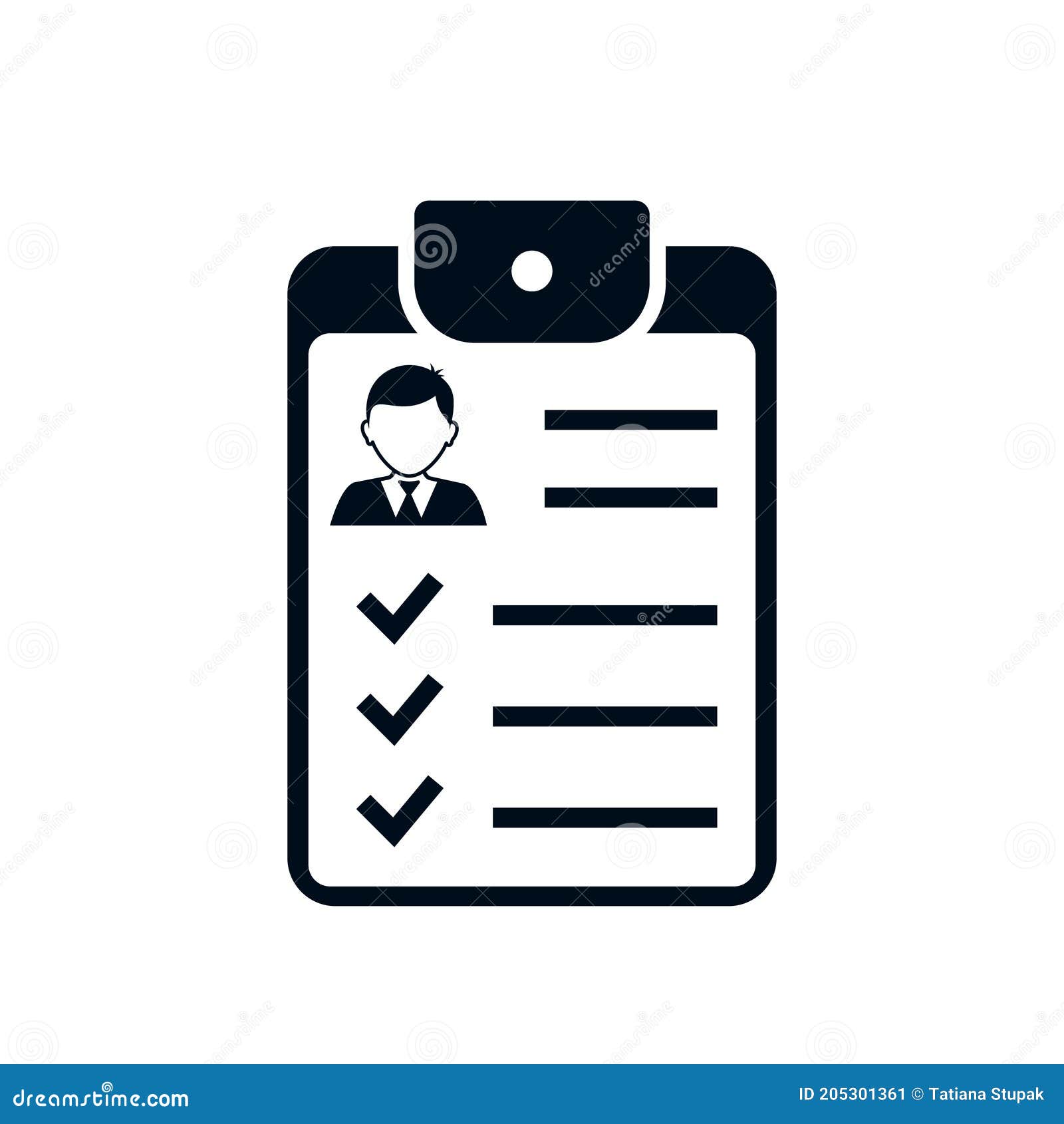 Man User Checklist Icon. Vector Clipboard with Man Profile Stock Vector ...