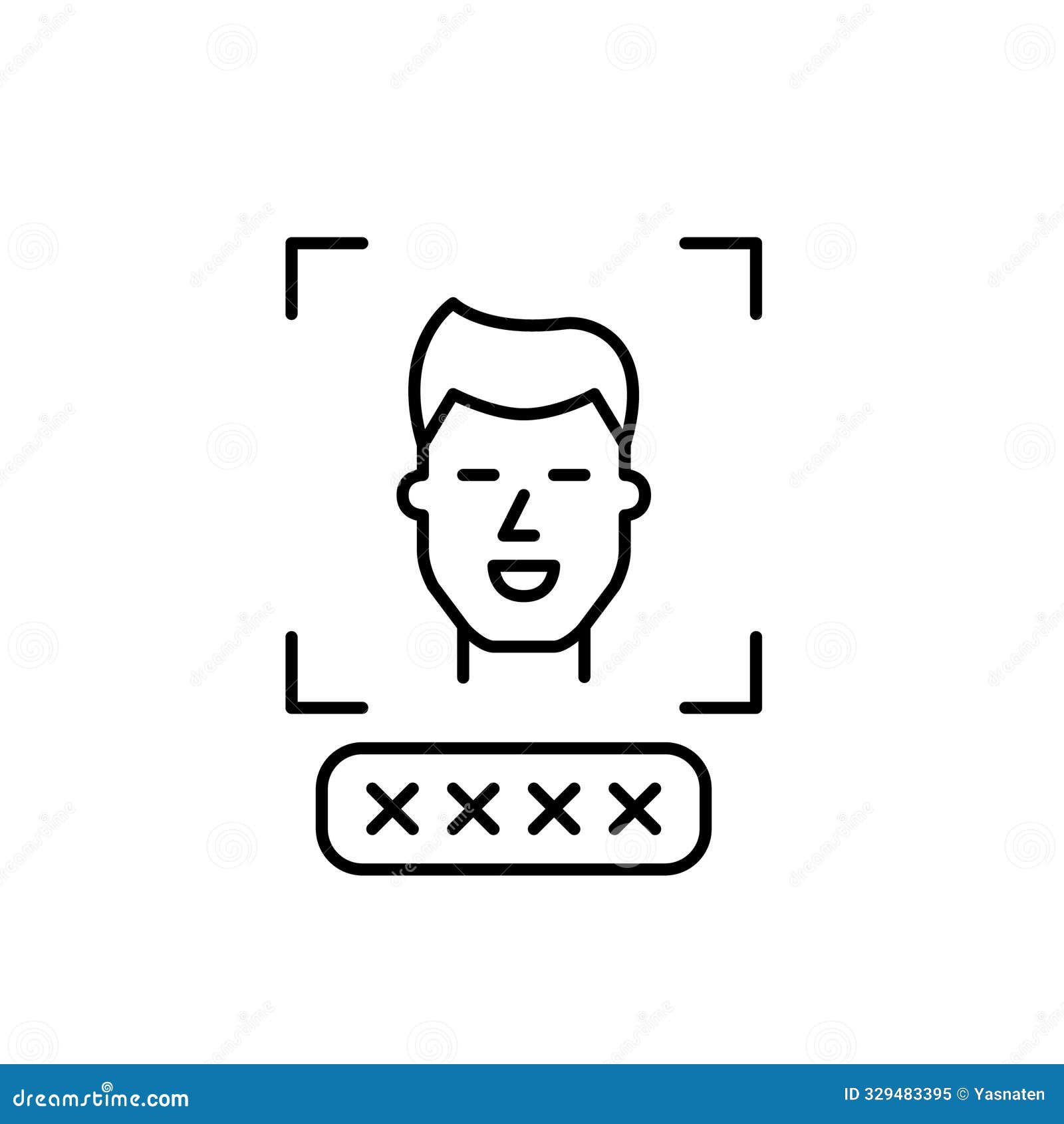 Man User Face And Password Box With Asterisks Two Step Verification