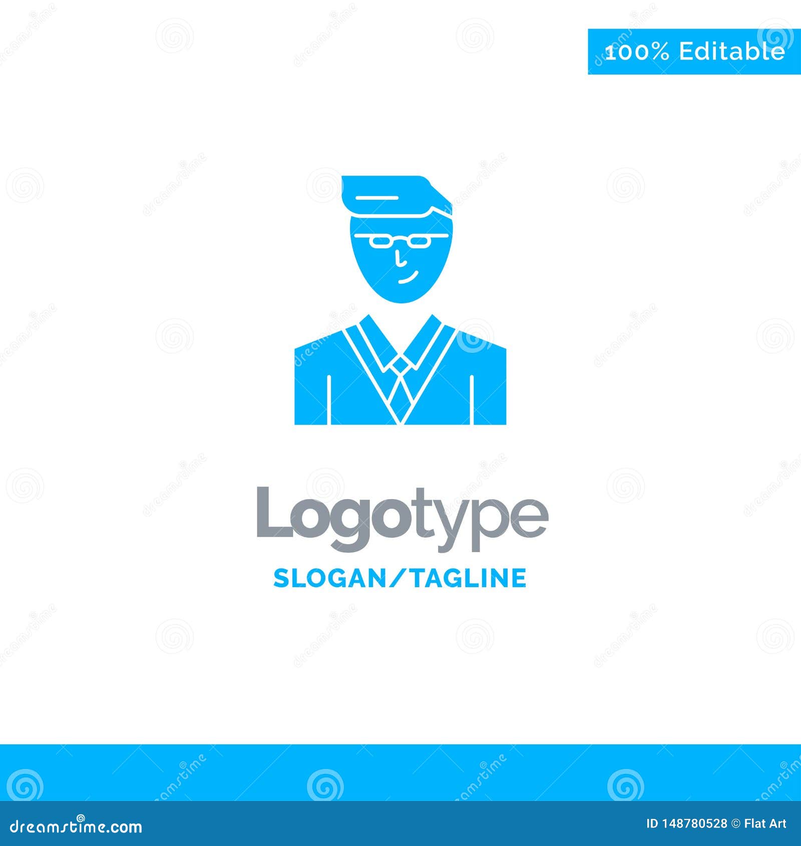 Man, User, Manager, Student Blue Solid Logo Template. Place for Tagline ...