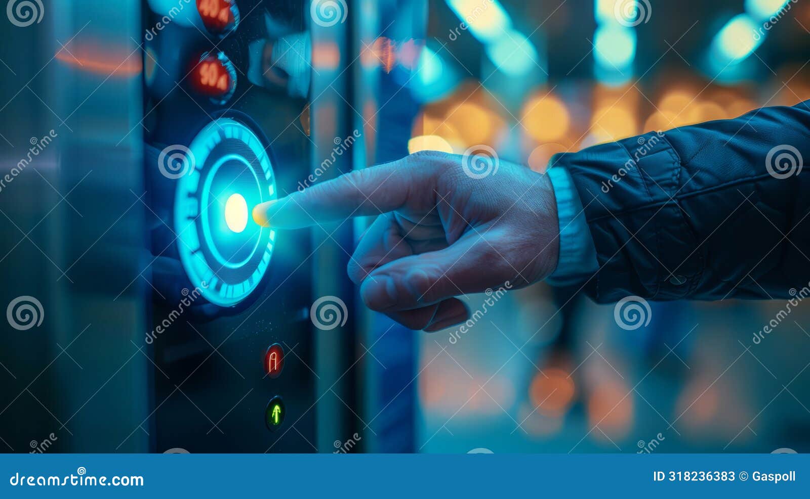 A Man Uses a Biometric Scanner on a Modern Entry System Stock ...