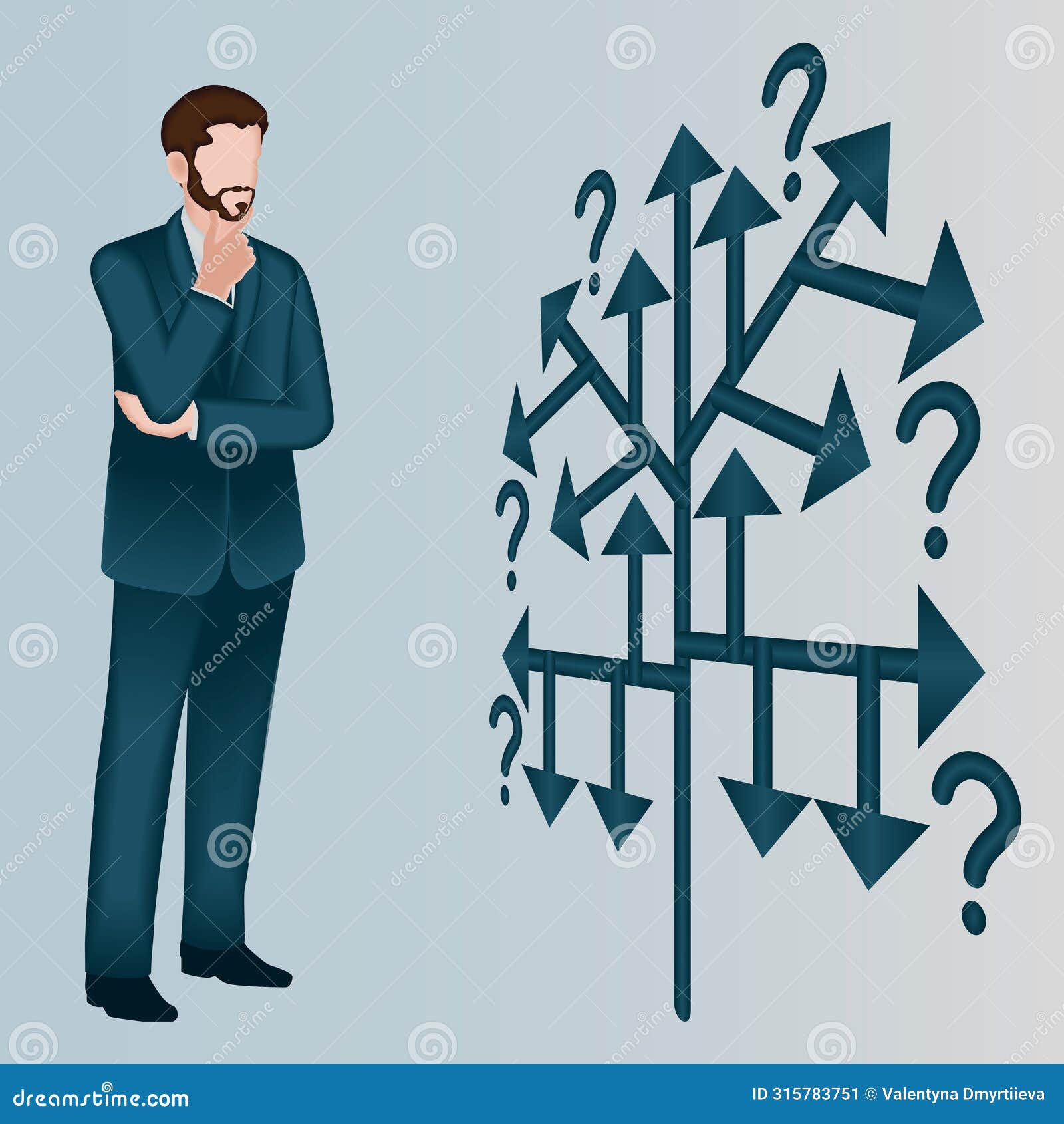 A Man Uses a Decision Tree. 2D Stock Vector - Illustration of analyze ...