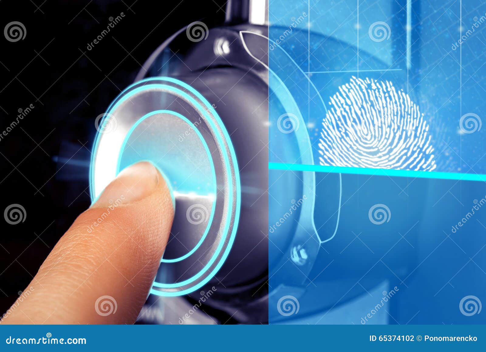 Man Uses a Fingerprint Scanner Stock Photo - Image of privete, safe ...