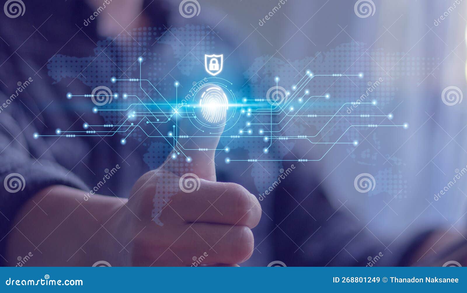 Man Uses Fingerprints To Gain Personal Access. E-kyc Biometric Security ...