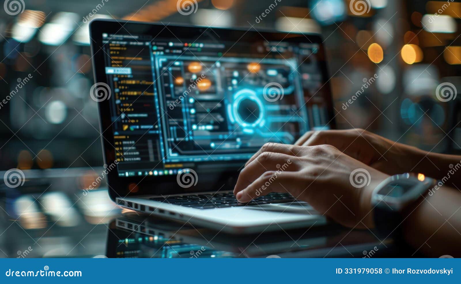 Man Uses Laptop To Search Smart Open Artificial Intelligence Technology ...