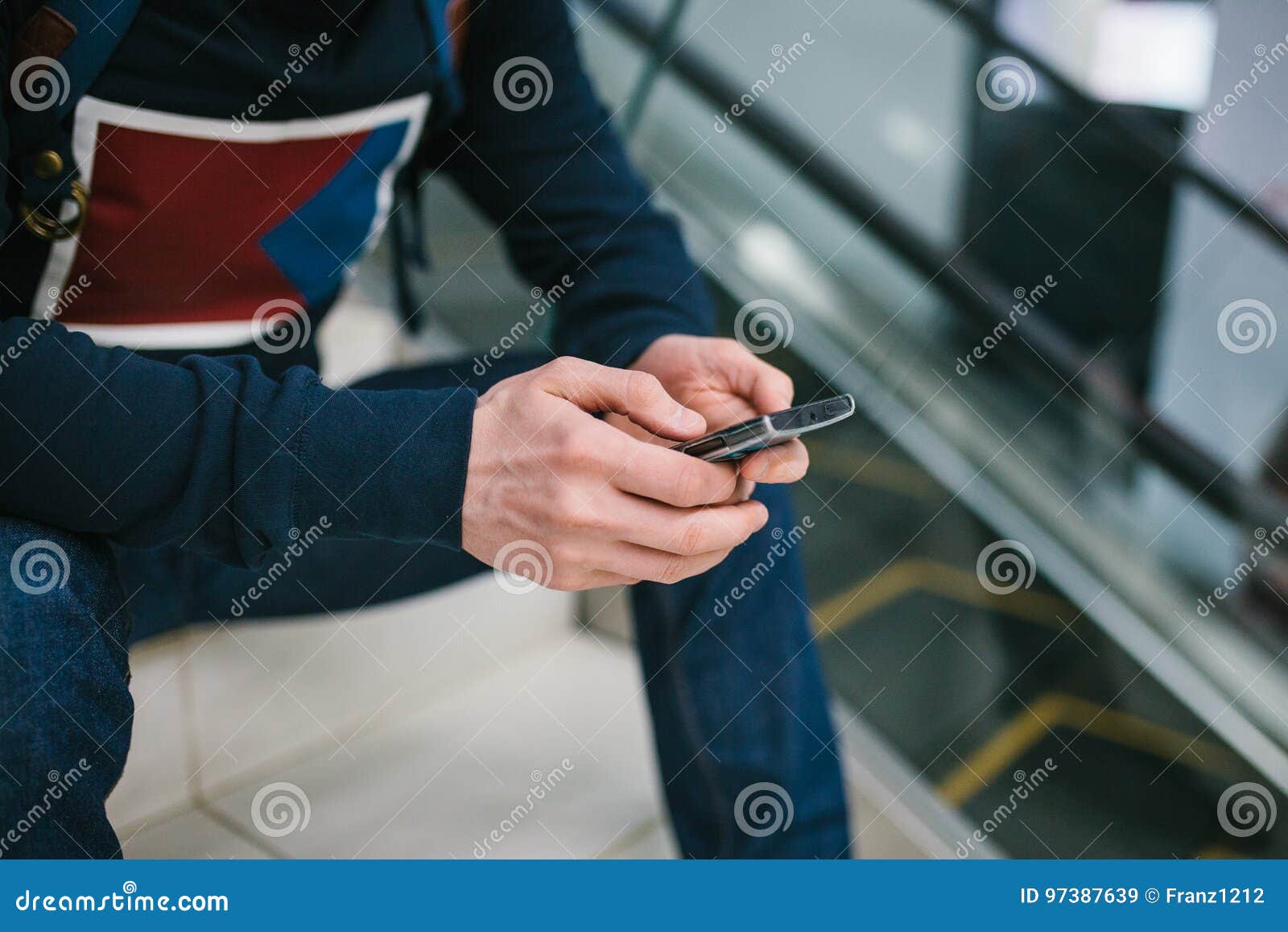 A Man Uses Mobile Phone Applications for Social Communication. Stock ...