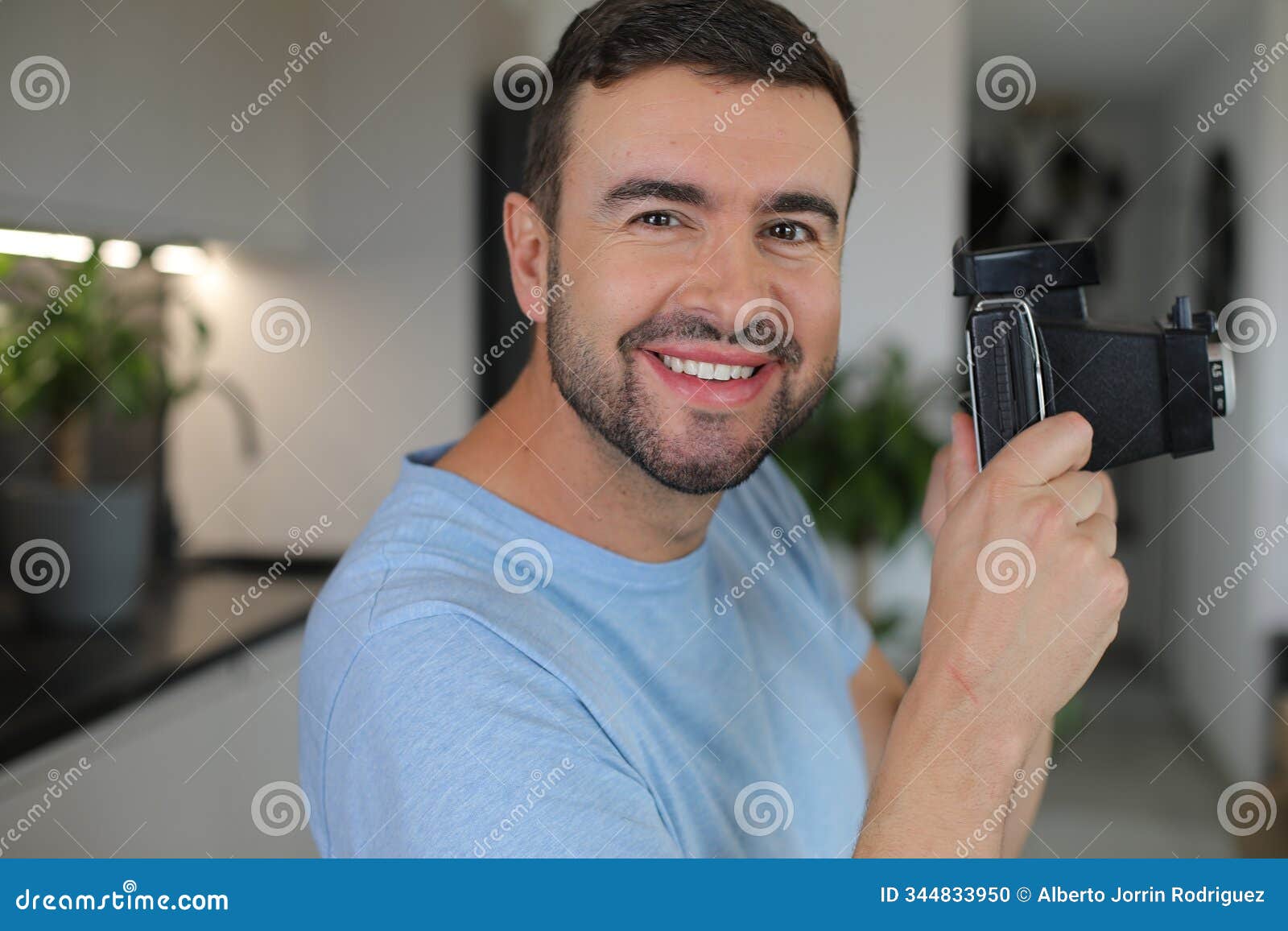 Man Using an Ancient Film Photo Camera Stock Photo - Image of portrait ...
