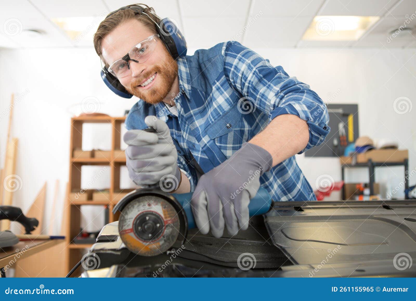 Man Using Angle Grinder on Car Bodywork Stock Image - Image of ...