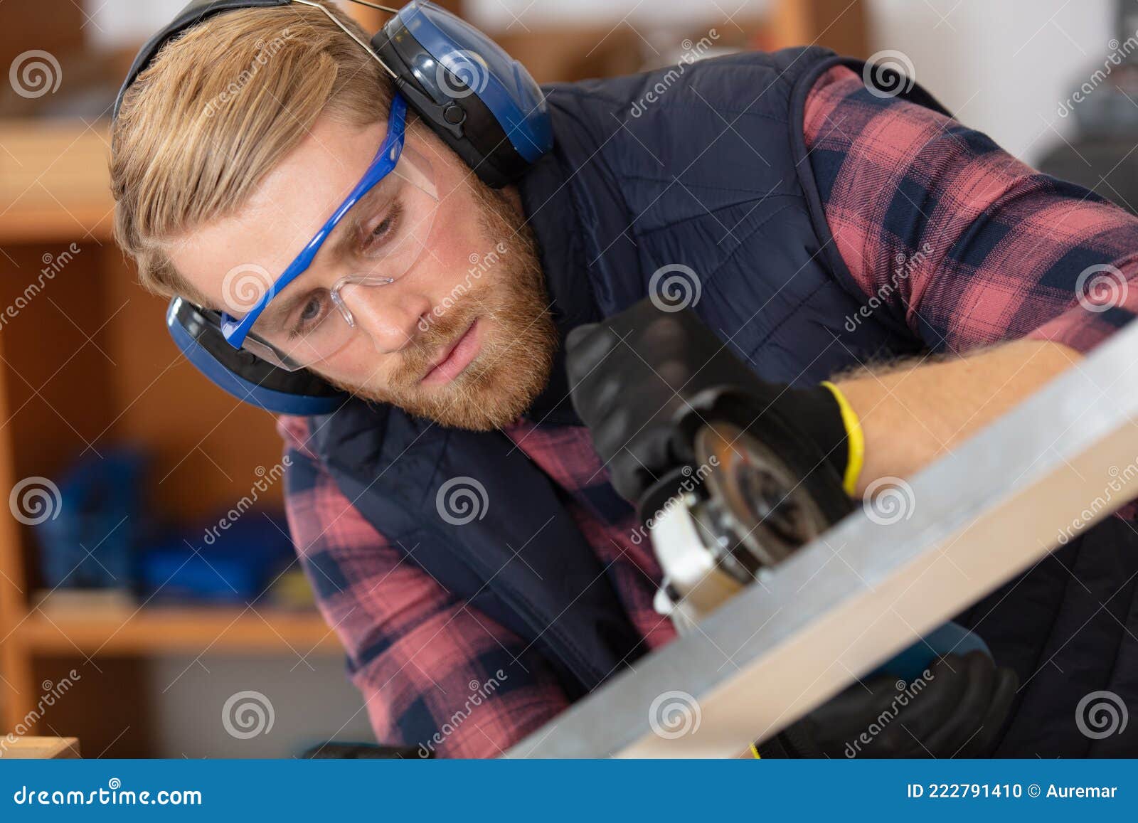 Man Using Angle Grinder on Metal Length Stock Photo - Image of ...