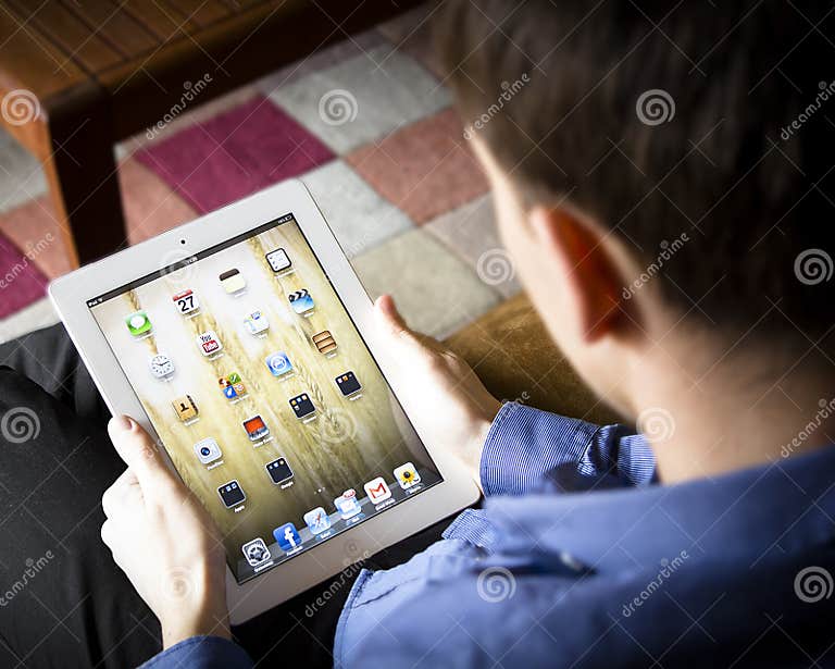 Man using ipad editorial stock photo. Image of caucasian - 30059403