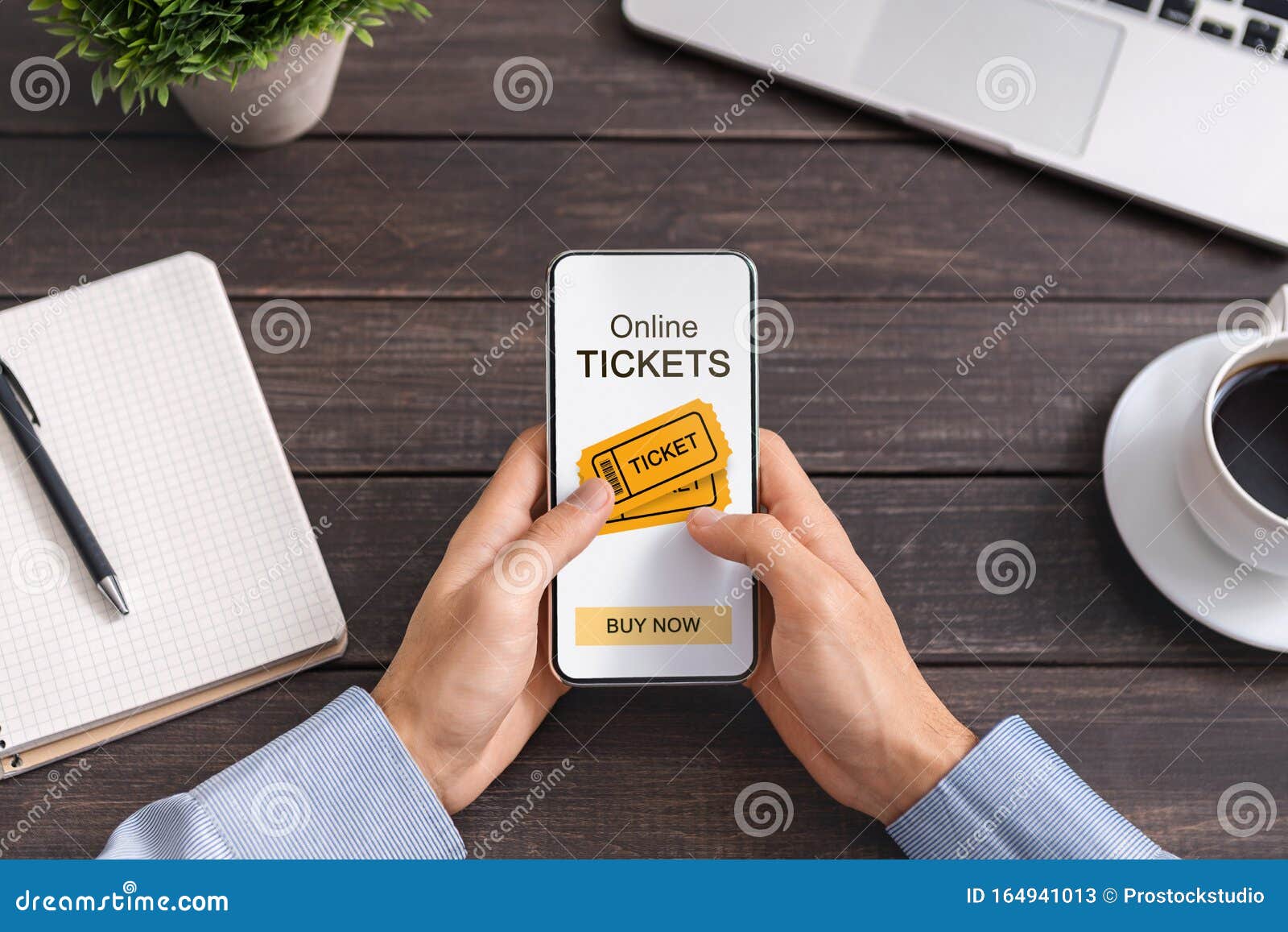 Man Using Application for Buying Tickets Online on Smartphone Stock ...