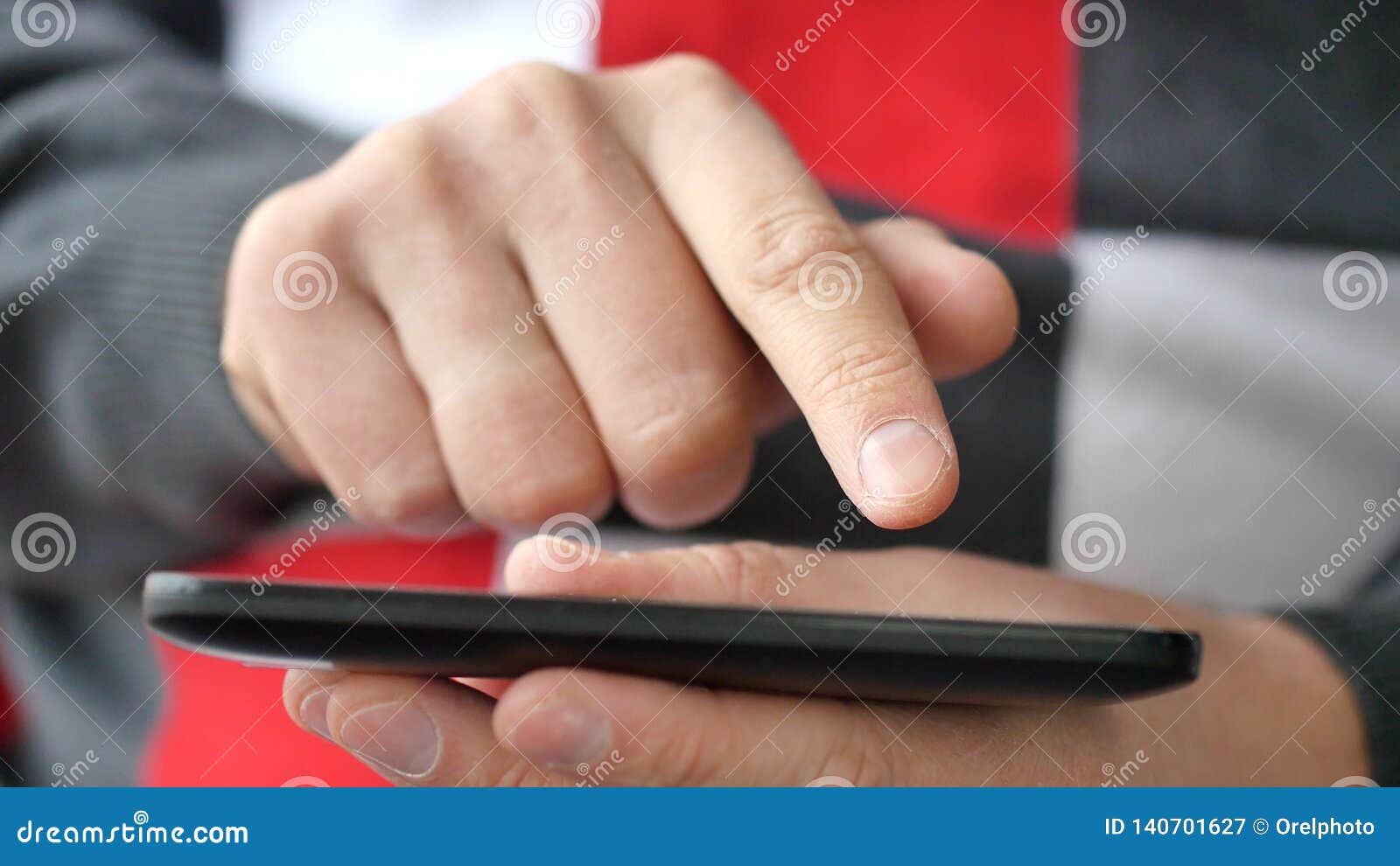 A Man Using Apps on a Mobile Touchscreen Smartphone Stock Image - Image ...