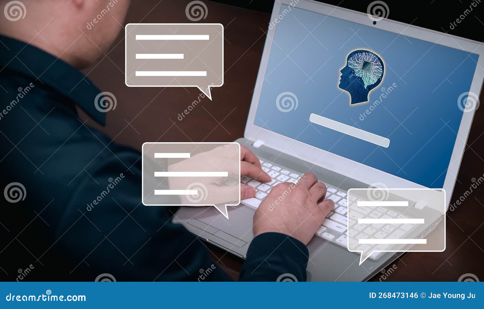 A Man Using Artificial Intelligence Chatbot To Talk To AI Stock Photo ...