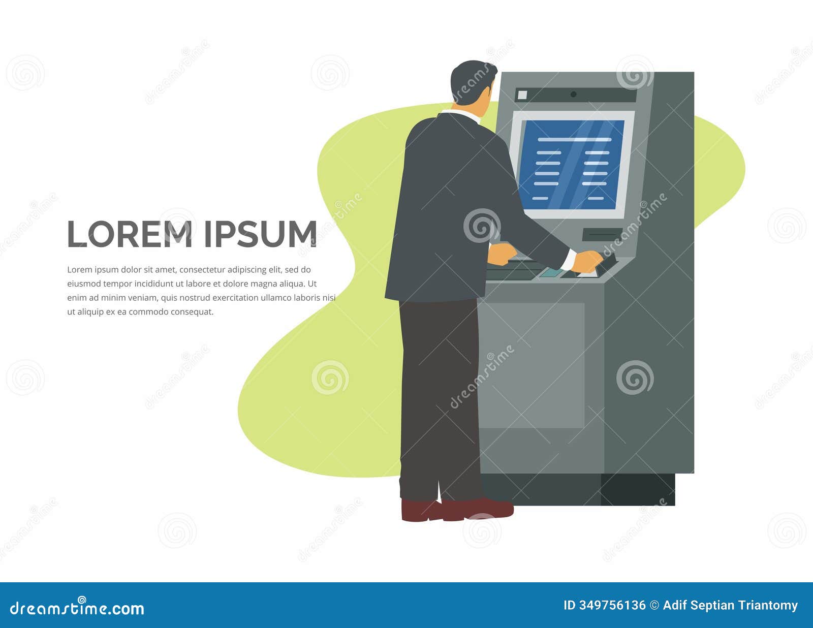 Man Using an ATM Machine. Simple Flat Illustration. Stock Vector ...