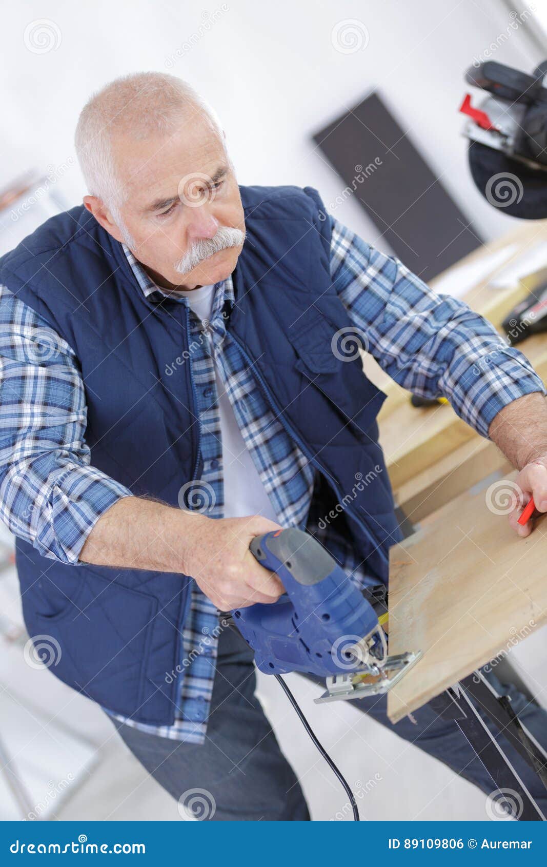 Man using band saw stock photo. Image of carpentry, hand - 89109806