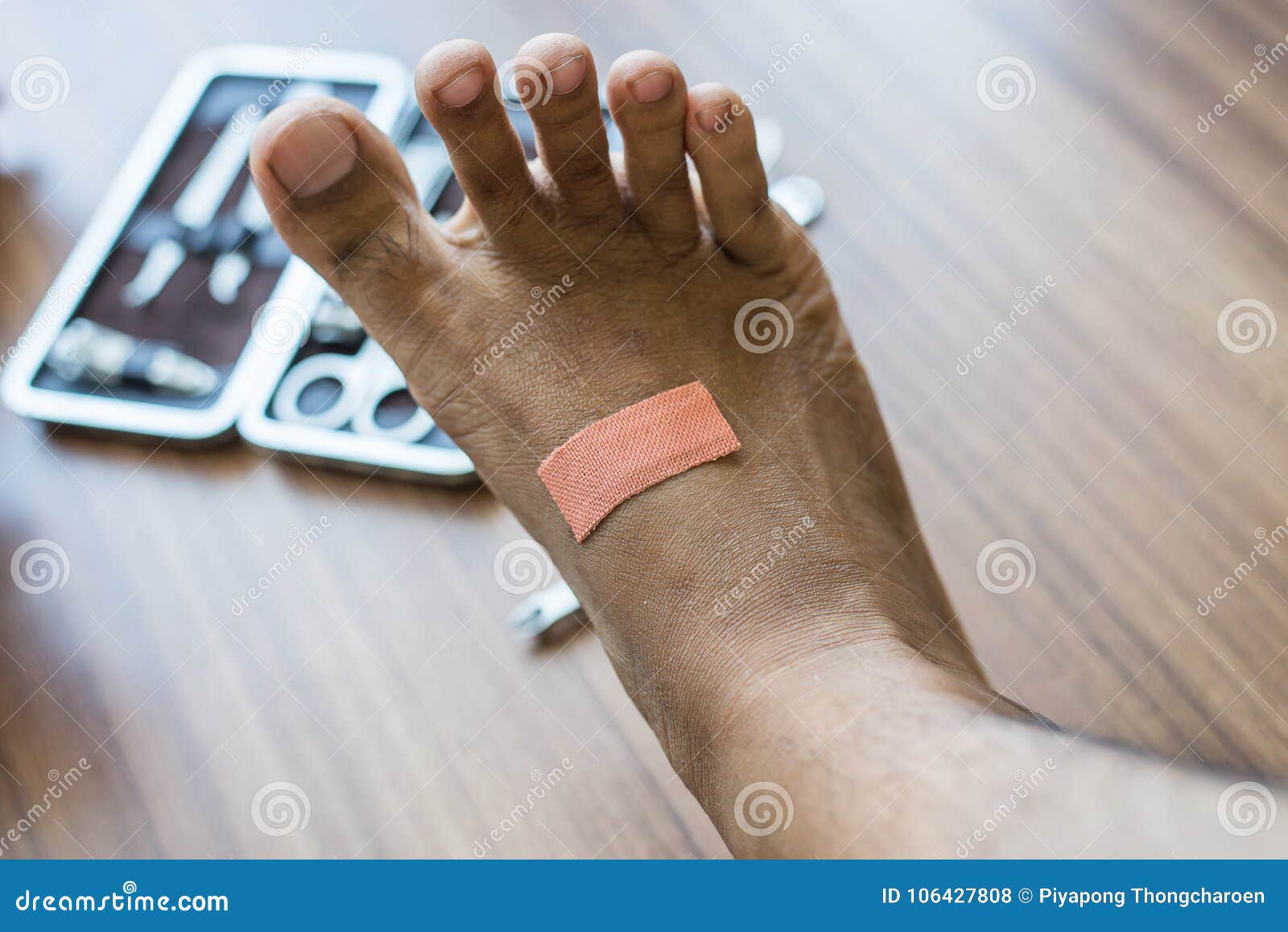 Man Using Bandage or Plaster Stock Photo - Image of physical, fusion ...