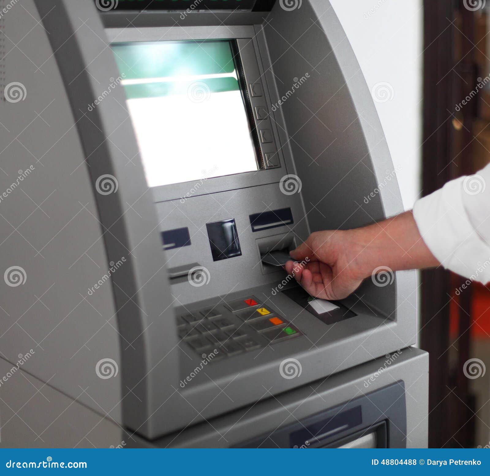 Man using banking machine stock photo. Image of close - 48804488