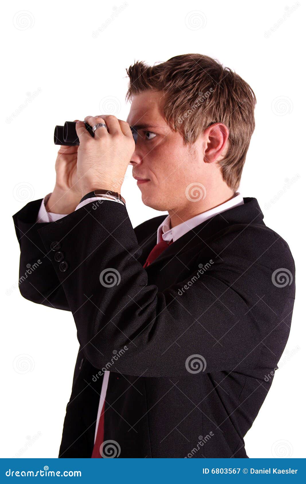 Man using binocular stock image. Image of person, isolated - 6803567