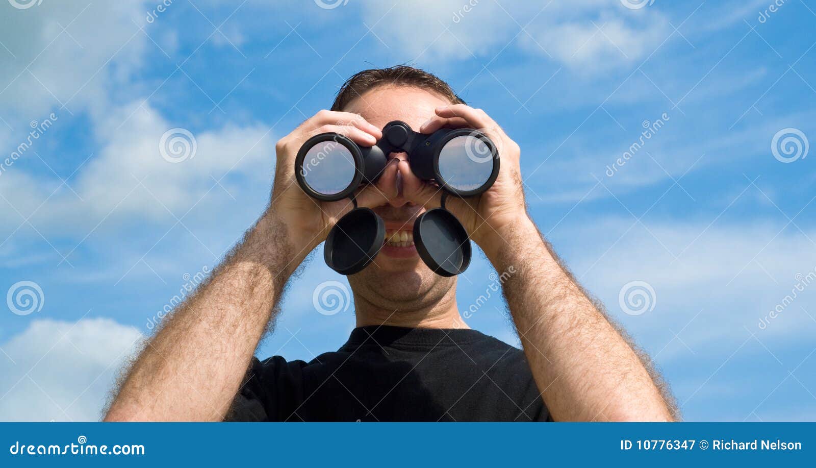 Man Using Binoculars Outside Stock Image - Image of caucasian, security ...