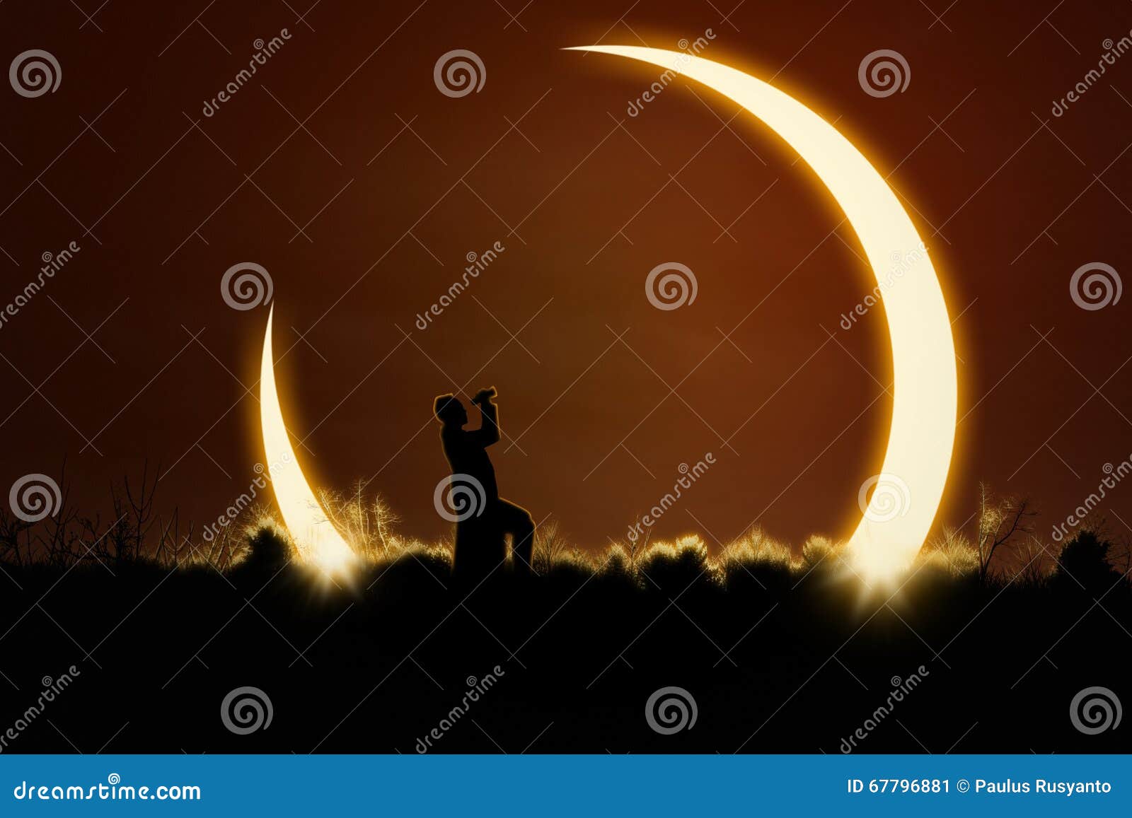 Man Using Binoculars To Watch Solar Eclipse Stock Image - Image of ...