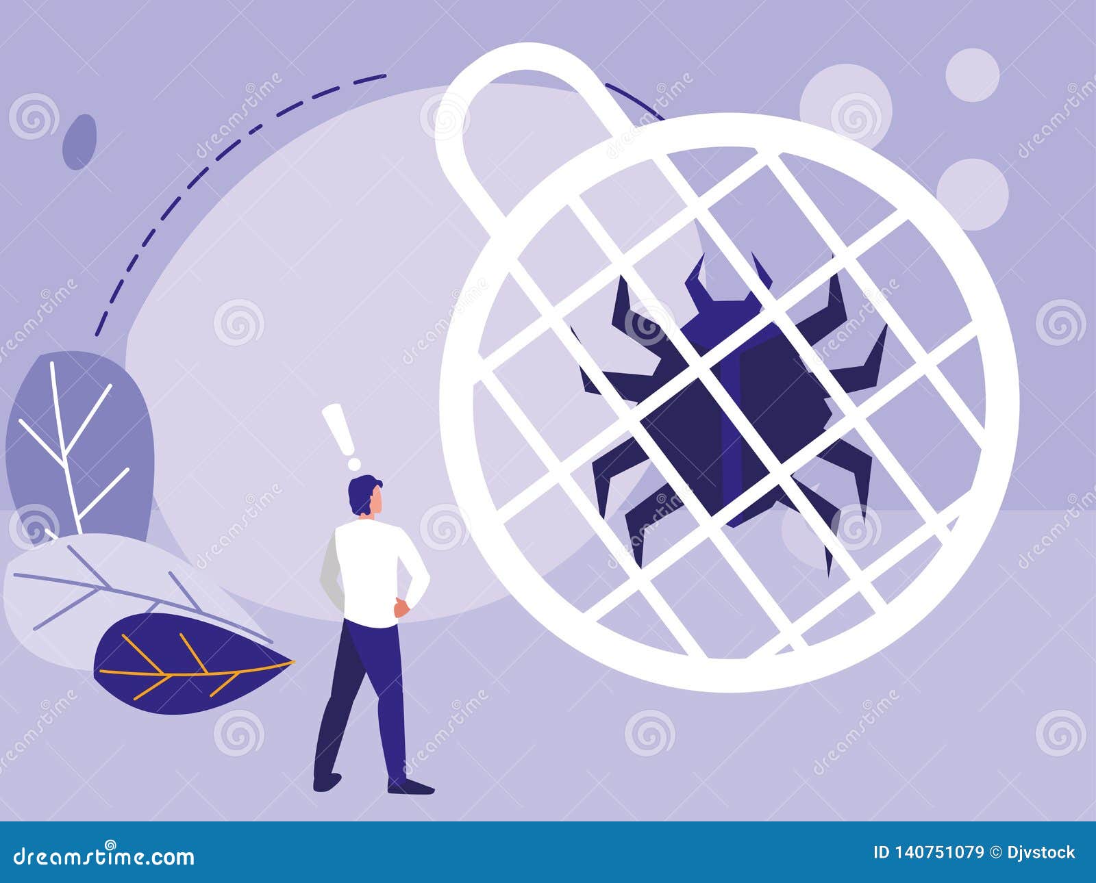 Man Using Bug Animal with Sphere Planet Stock Vector - Illustration of ...