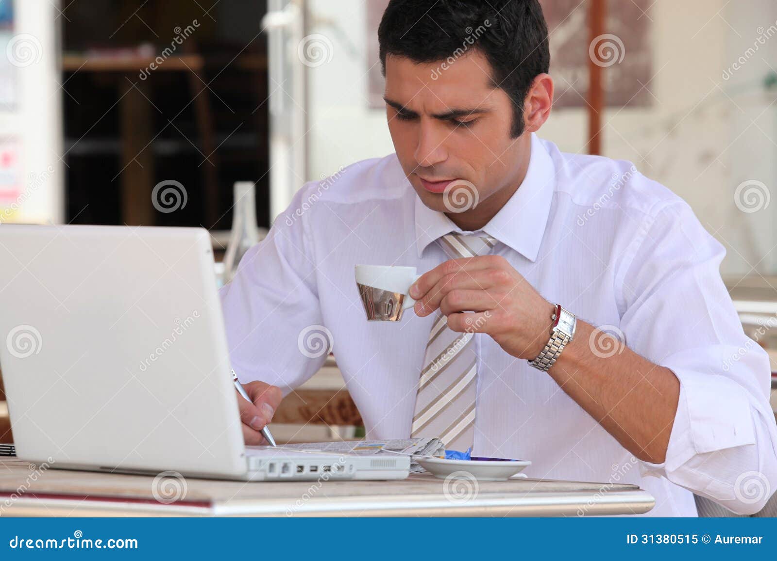 Man using in a cafe stock image. Image of break, executive - 31380515