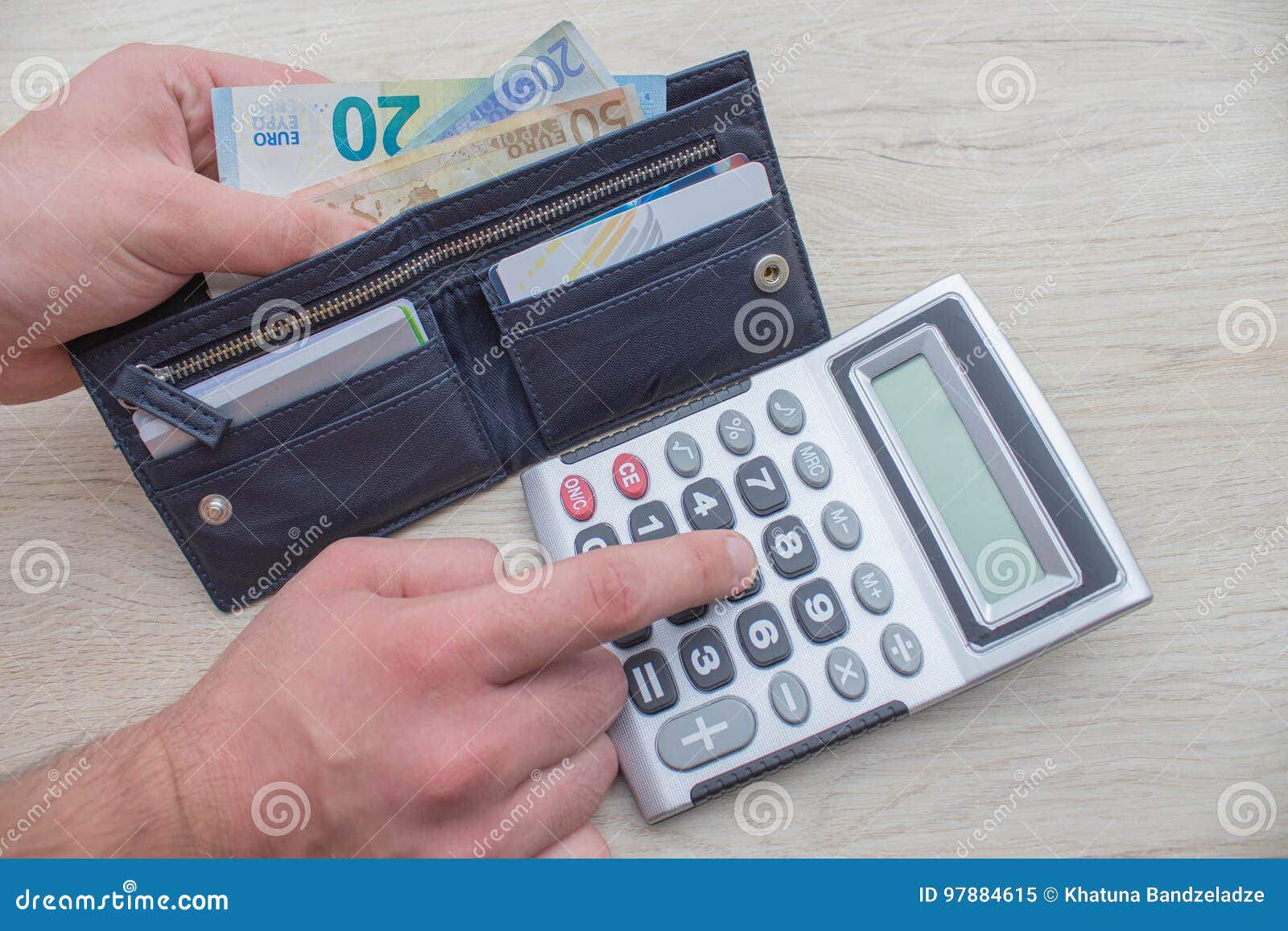 Man Using Calculator and Calculate Money in Home Office Stock Image ...