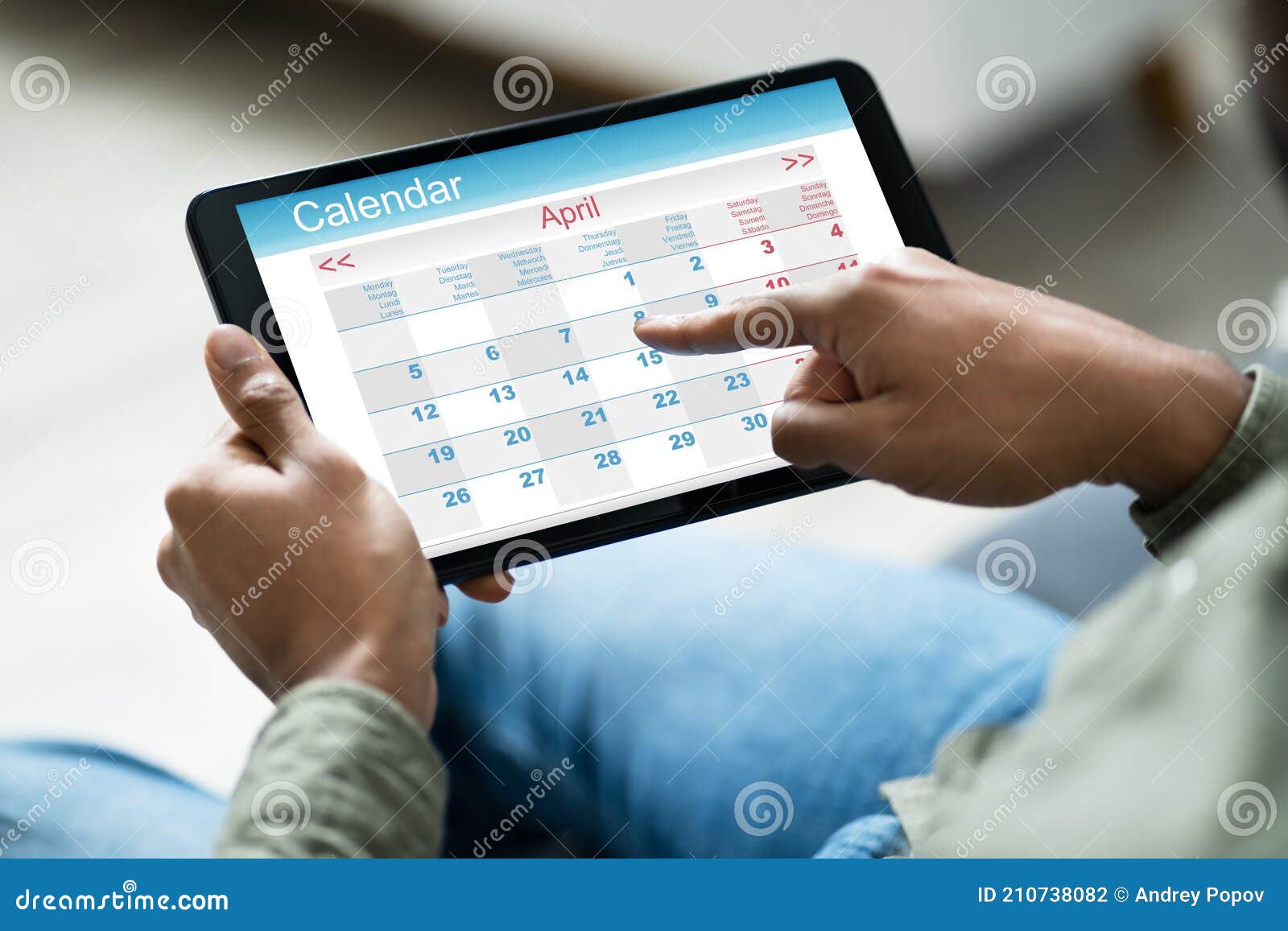 Man Using Calendar on Digital Tablet Stock Photo - Image of schedule ...