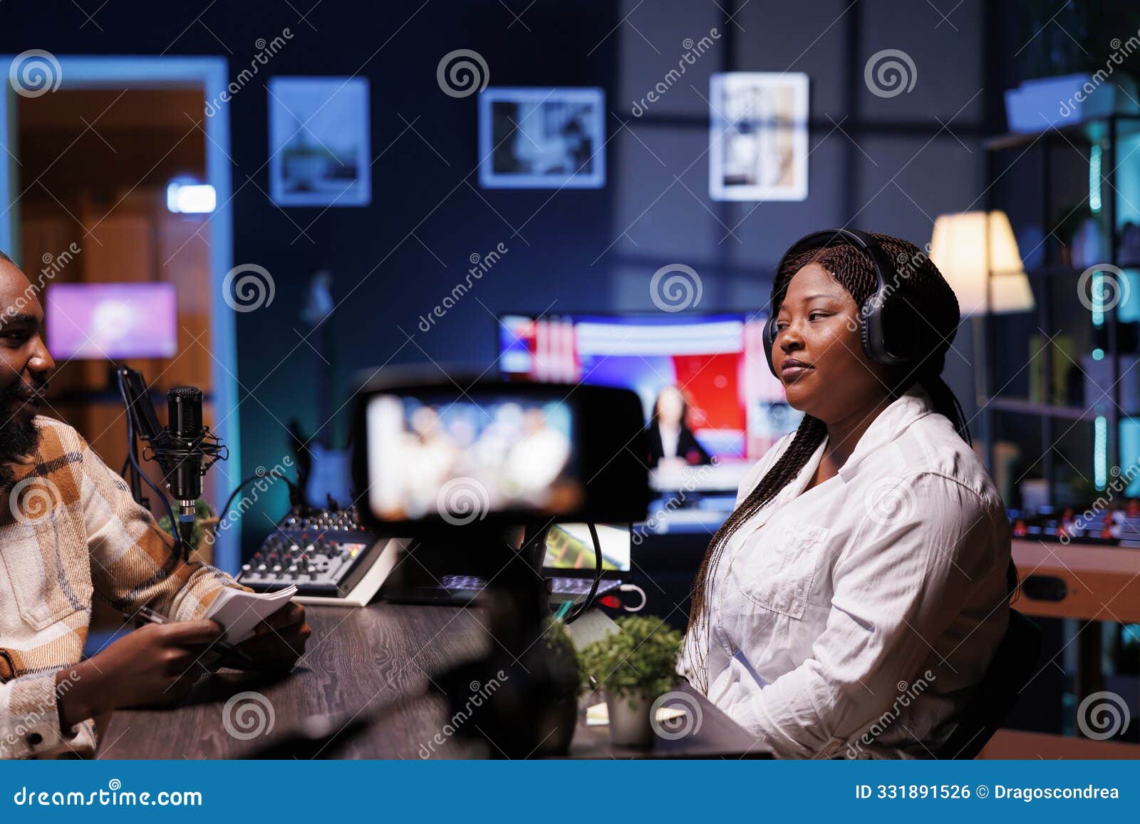 Man Using Camera To Record Vlog Session Stock Photo - Image of ...