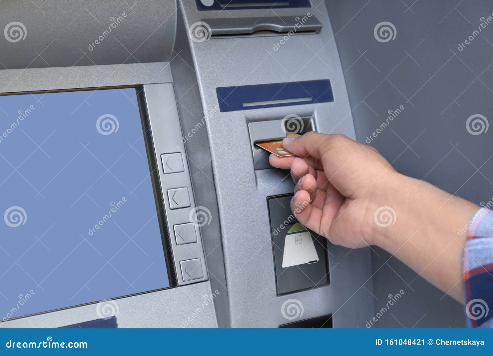 Man Using Cash Machine for Money Withdrawal Stock Image - Image of ...