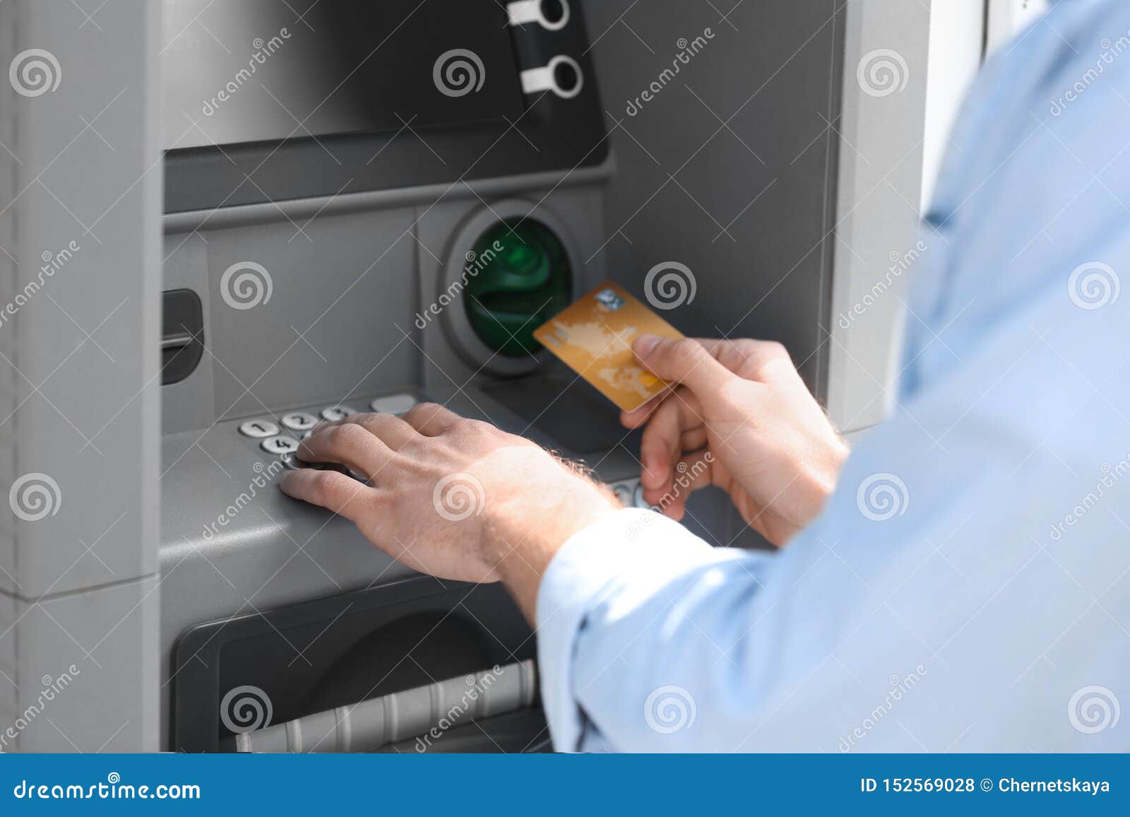 Man Using Cash Machine for Money Withdrawal Outdoors Stock Photo ...