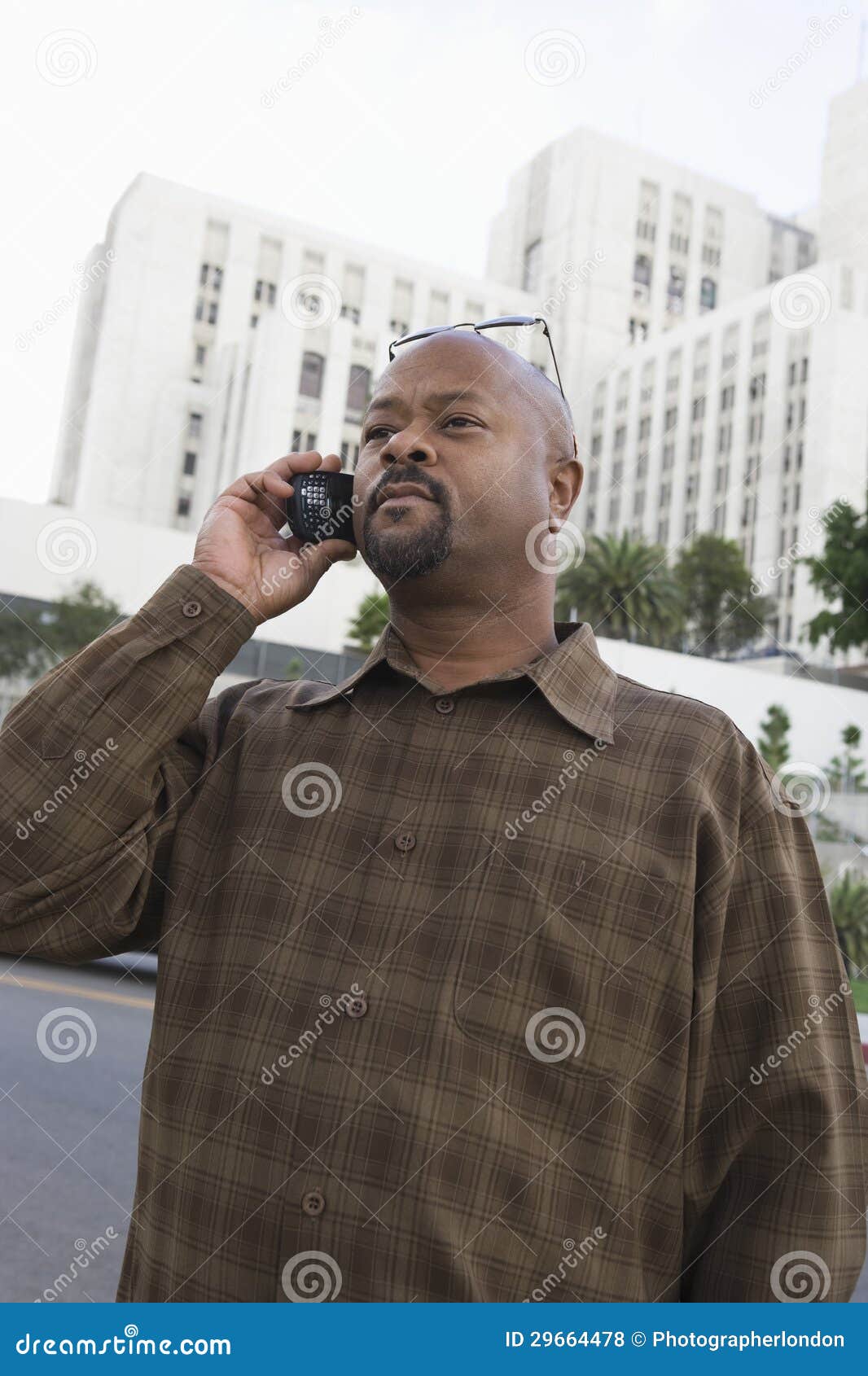Man Using Cell Phone on Street Stock Photo - Image of person, listening ...