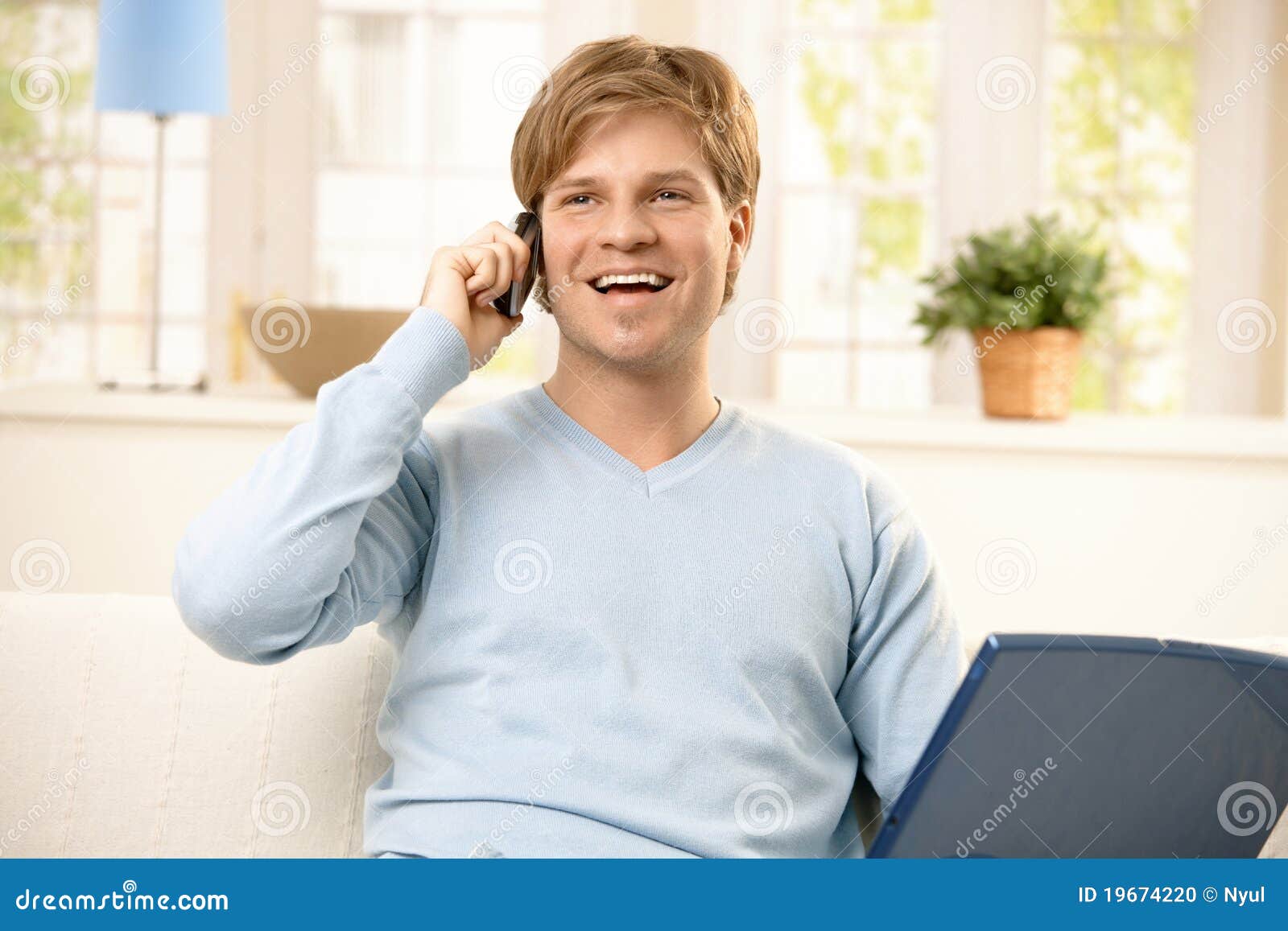 Man using cellphone stock photo. Image of caucasian, cheerful - 19674220