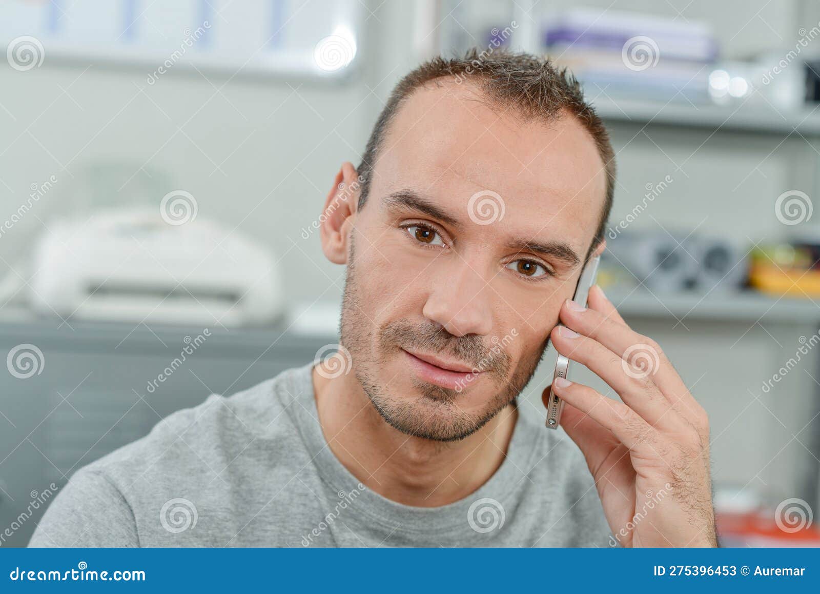 Man using cellphone stock image. Image of office, screen - 275396453