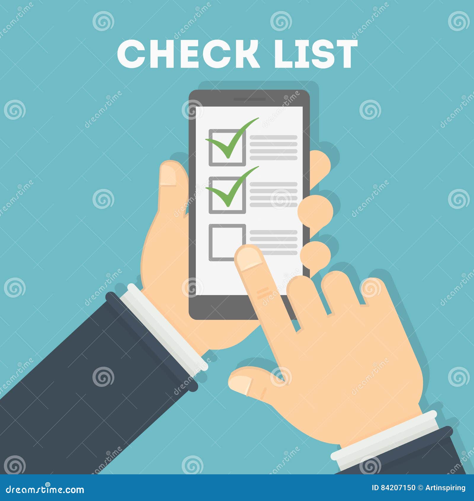 Man using checklist app stock vector. Illustration of reminder - 84207150