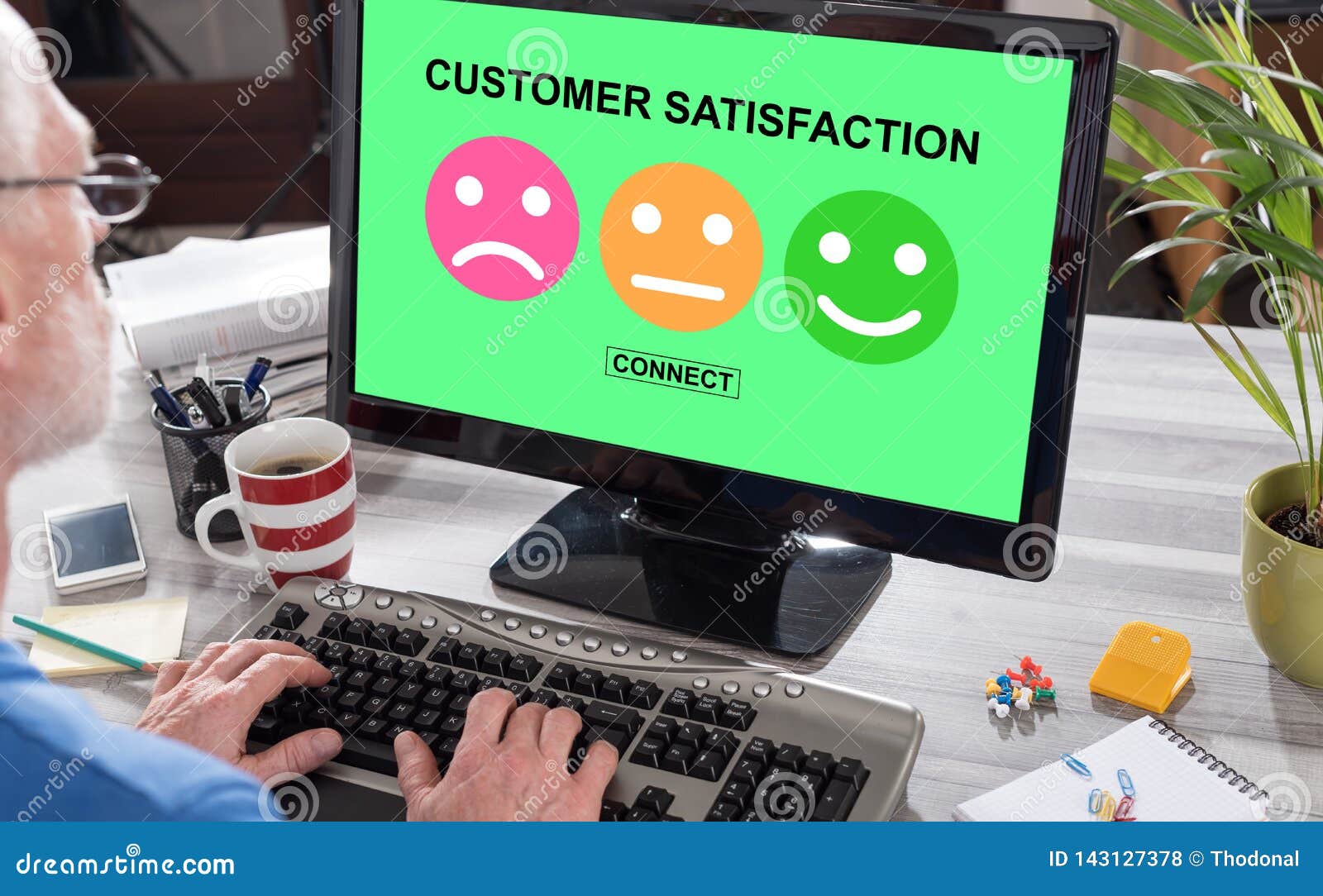 Customer Satisfaction Concept on a Computer Stock Photo - Image of hand ...