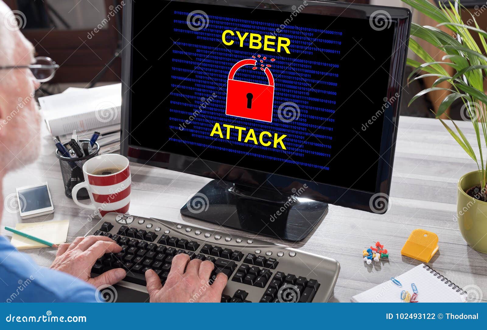 Cyber Attack Concept on a Computer Stock Photo - Image of code ...