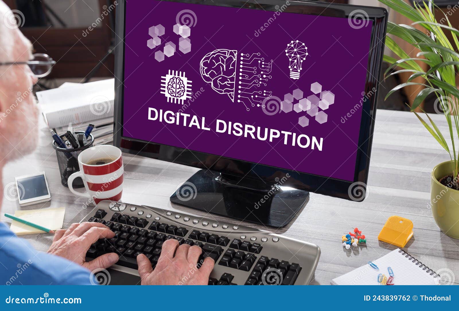 Digital Disruption Concept on a Computer Stock Photo - Image of ...