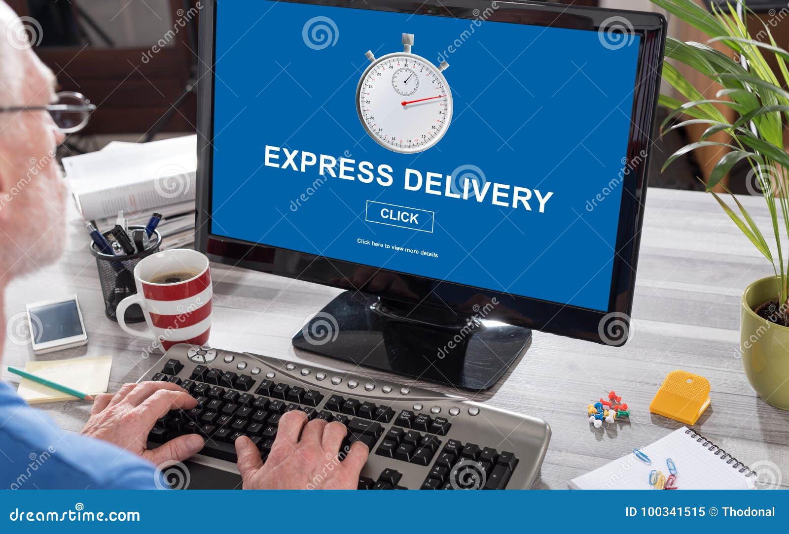 Express Delivery Concept on a Computer Stock Image - Image of computer ...